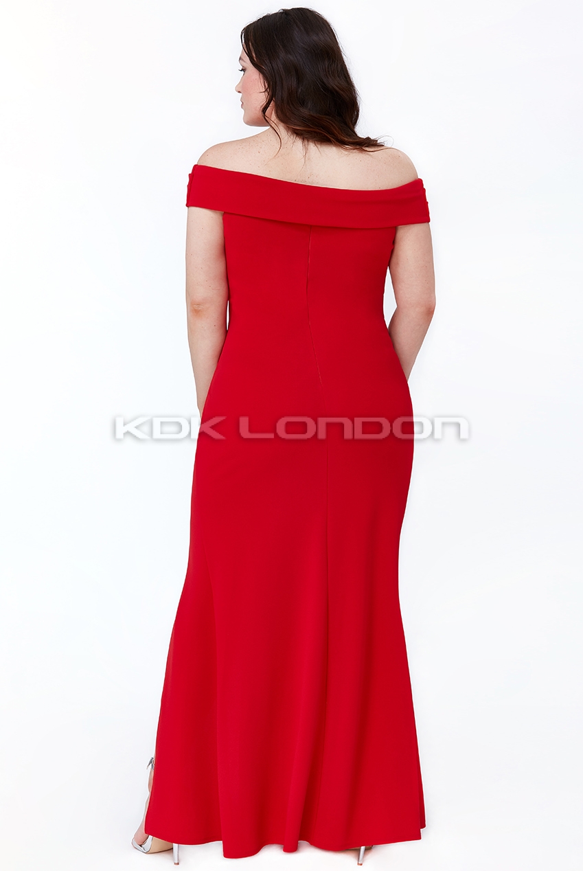 PLUS SIZE Red Off The Shoulder Maxi With Split